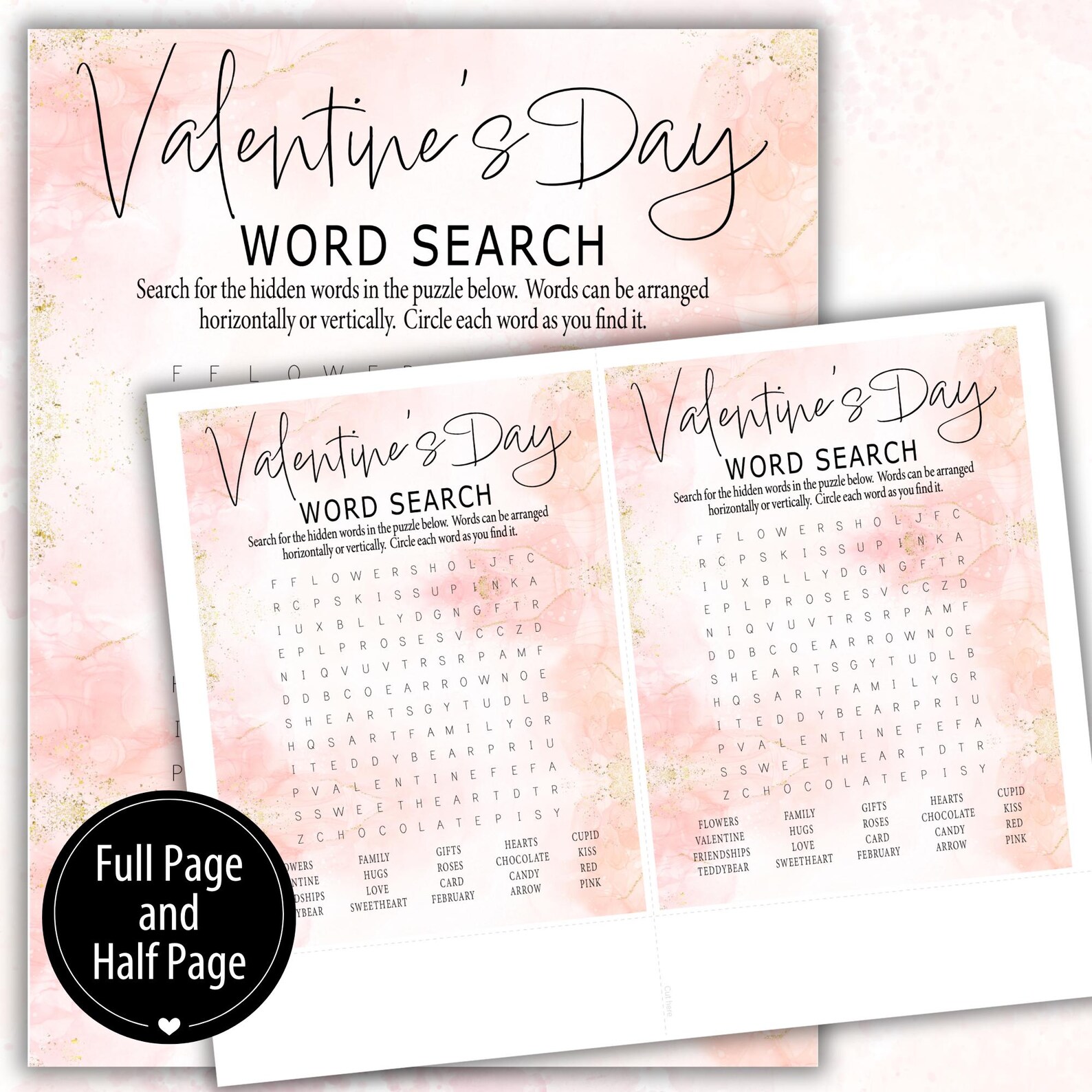 Fun Printable Valentine Themed Word Search | Valentines Party Instant ...