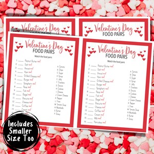 Valentines Food Pairs Matching Game | Valentines Party Games | Holiday ...
