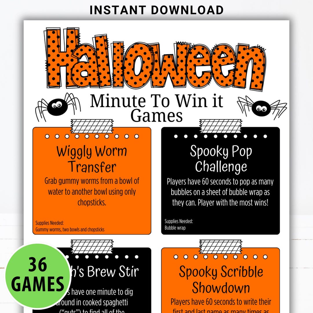 Halloween Minute to Win It Games | Fun Printable Halloween Party Games ...