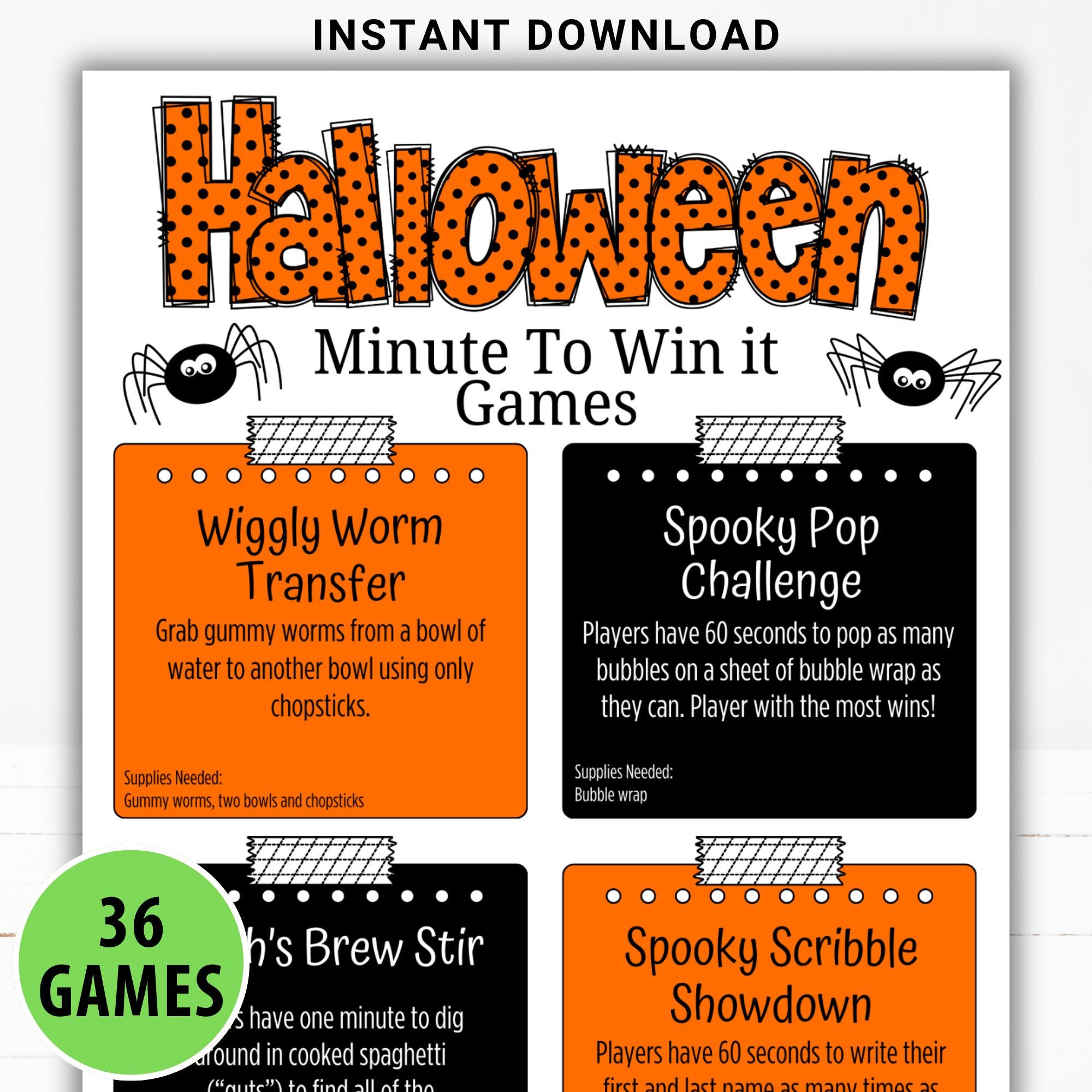 Halloween Minute to Win It Games | Fun Printable Halloween Party Games ...