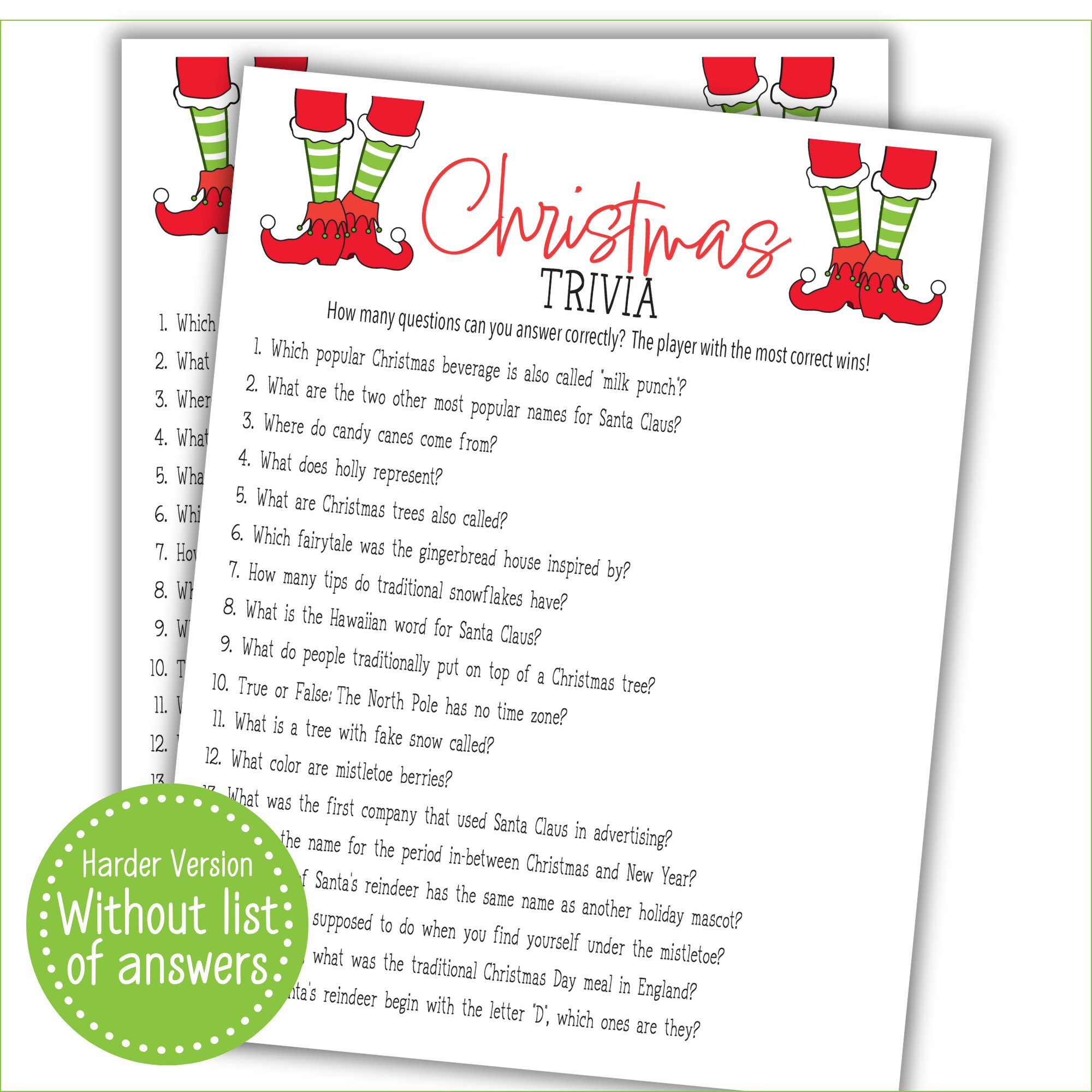 Christmas Printable Trivia Game | Christmas Gathering Game Night ...