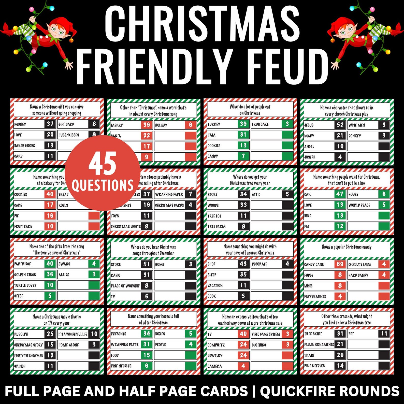 Christmas Friendly Feud Game | Christmas Jeoparty Game | Family ...