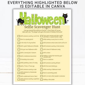 Printable and Editable Halloween Selfie Scavenger Hunt Game | Halloween ...