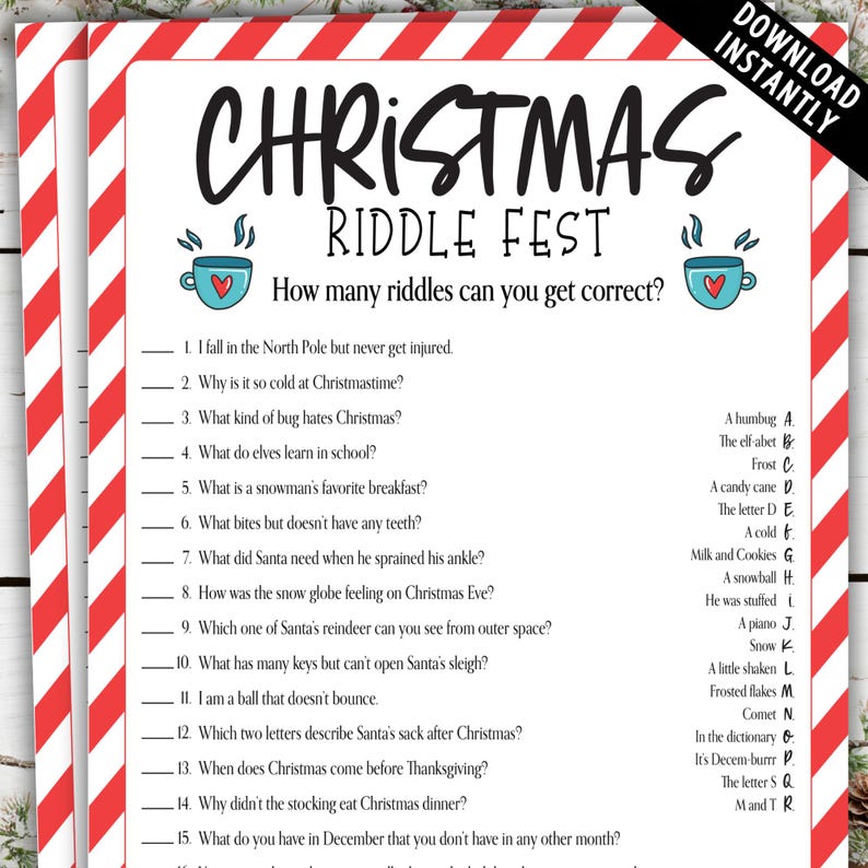 Christmas Riddles Game | Riddle Fest Christmas Party Game | Family ...