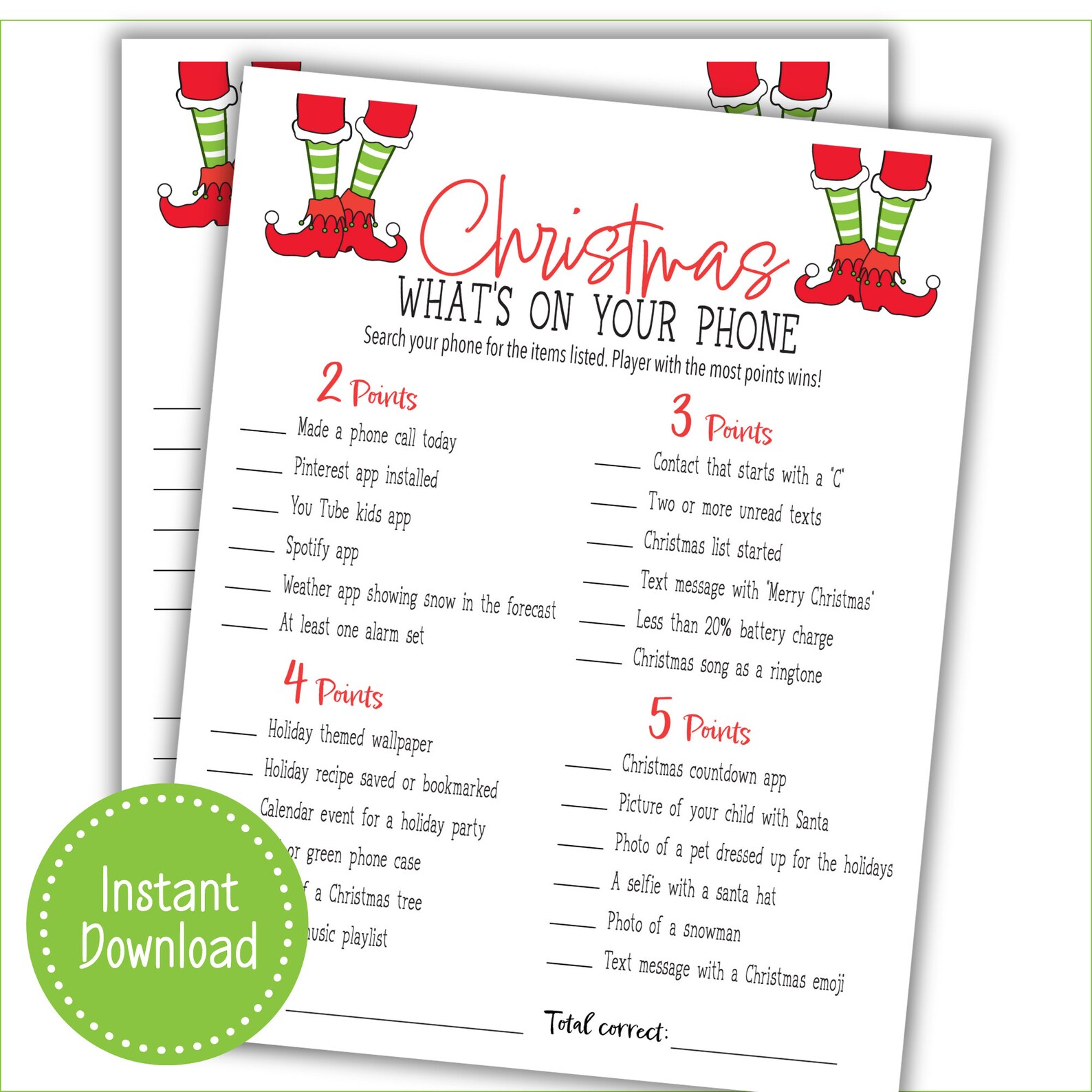 Christmas Printable Whats on Your Phone Game | Christmas Gathering Game ...