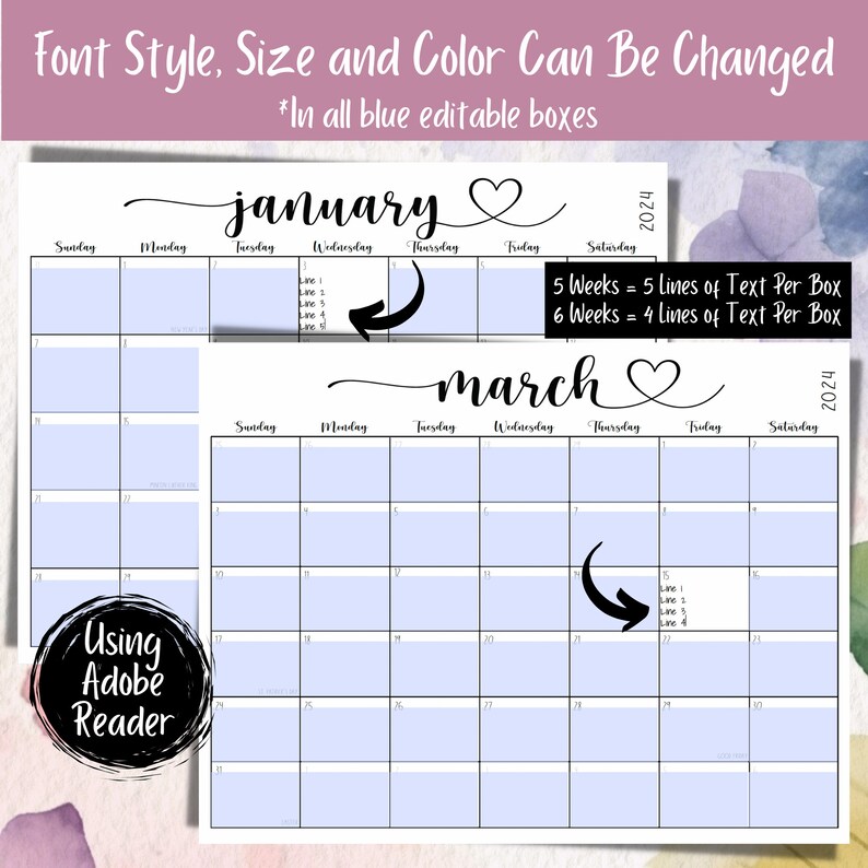 2024-2025 Printable Calendar Template Editable Family Organizer Monthly ...