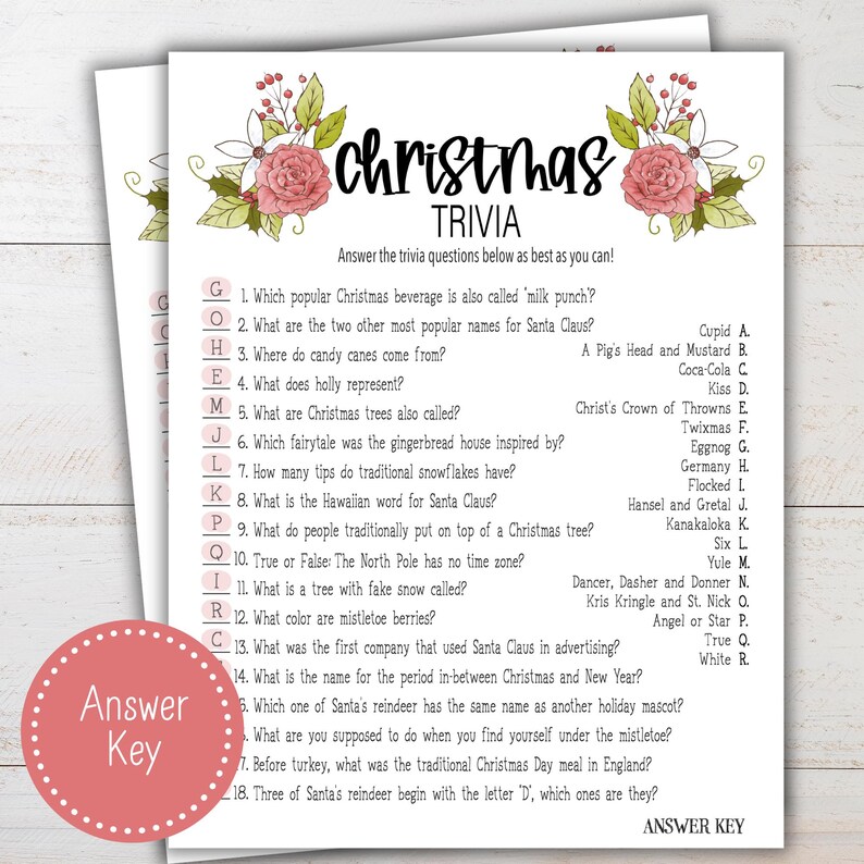 Christmas Printable Trivia Game | Christmas Gathering Game Night ...