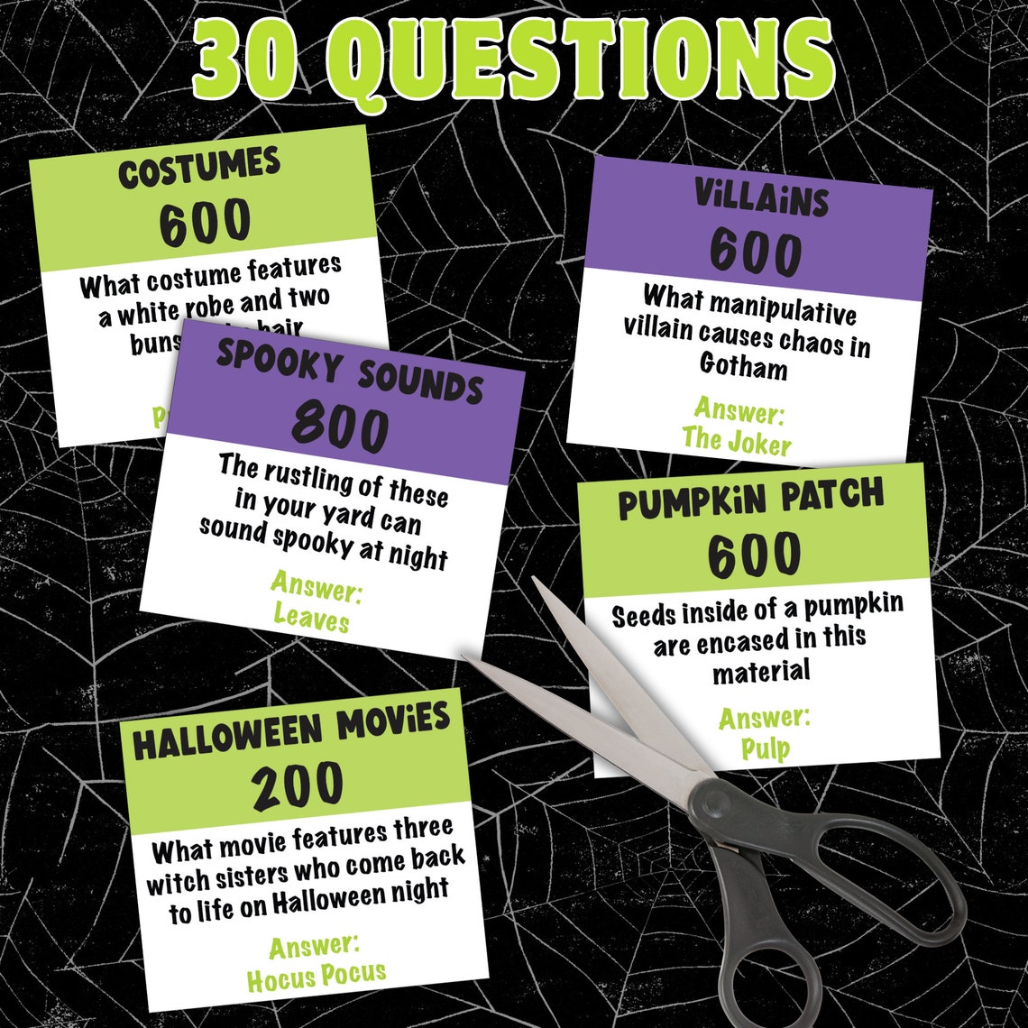 Halloween Jeopardy Game Halloween Family Game Printable Halloween Party ...