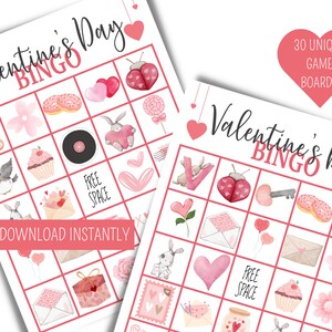 Valentines Day Bingo Game | Valentines Printable Games | Valentines ...