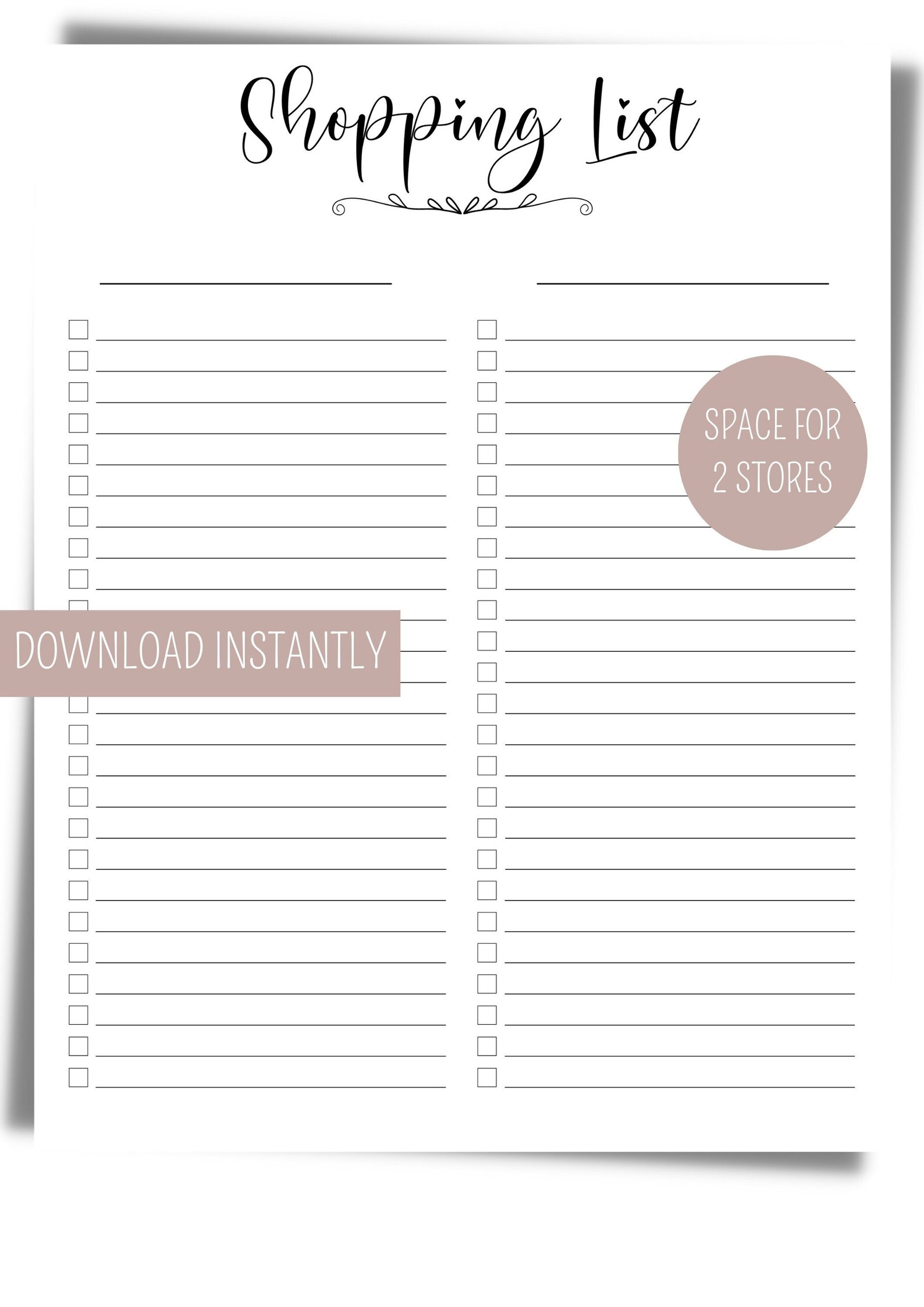 Printable Shopping List | Grocery Market List | Supermarket List | Meal ...