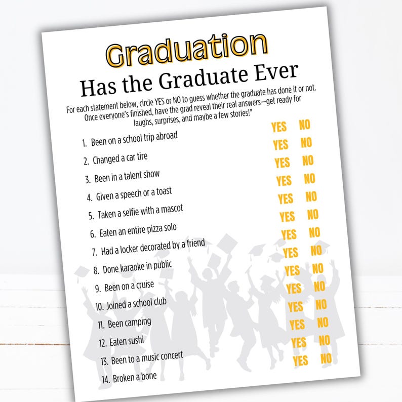 Editable Has the Graduate Ever Game Printable Graduation Party Activity ...