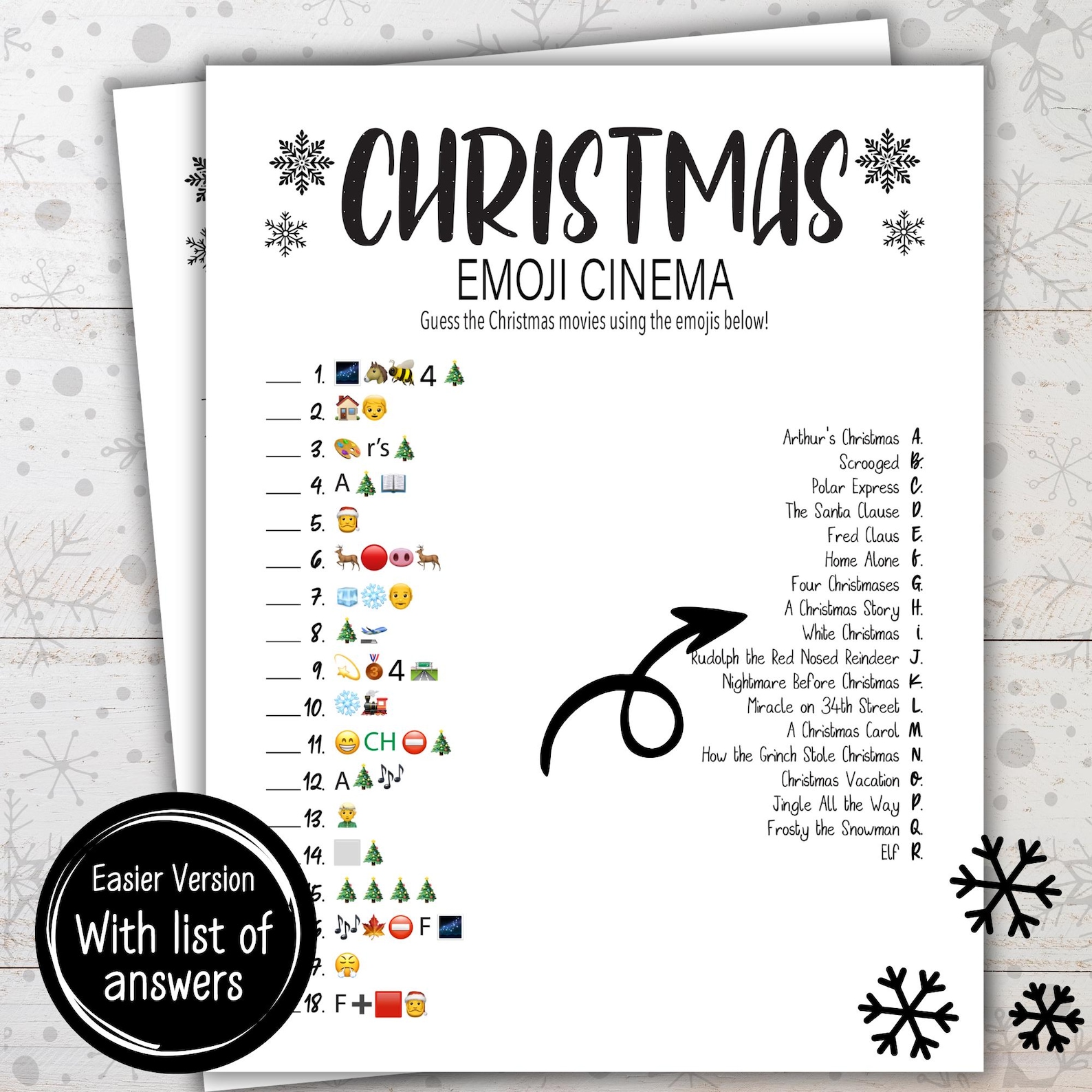 Christmas Movie Emoji Game | Christmas Gathering Game Night | Christmas ...