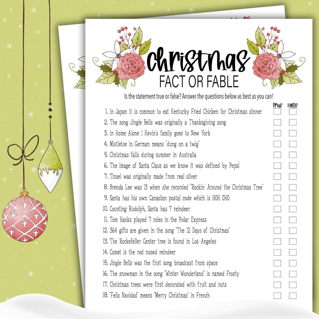 Christmas Fact or Fiction Game Holiday Office Party Games Christmas ...