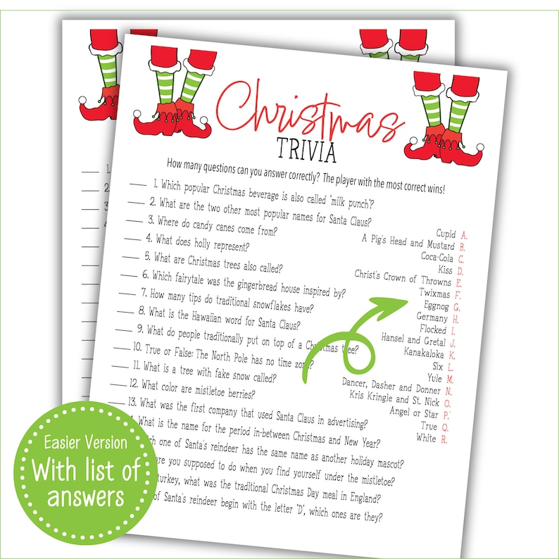 Christmas Printable Trivia Game | Christmas Gathering Game Night ...