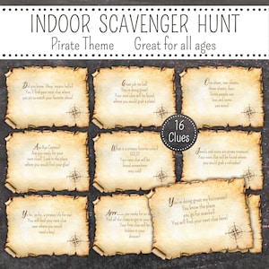 Ahoy Printable Pirate Adventure Themed Indoor Scavenger Hunt Game ...