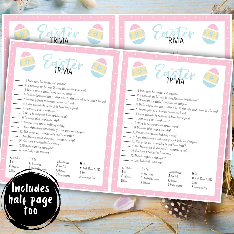 Easter Trivia Game for Office Party Family Easter Trivia Night Easter ...
