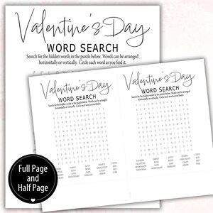 Fun Printable Valentine Themed Word Search for Kids Adults and Couples ...