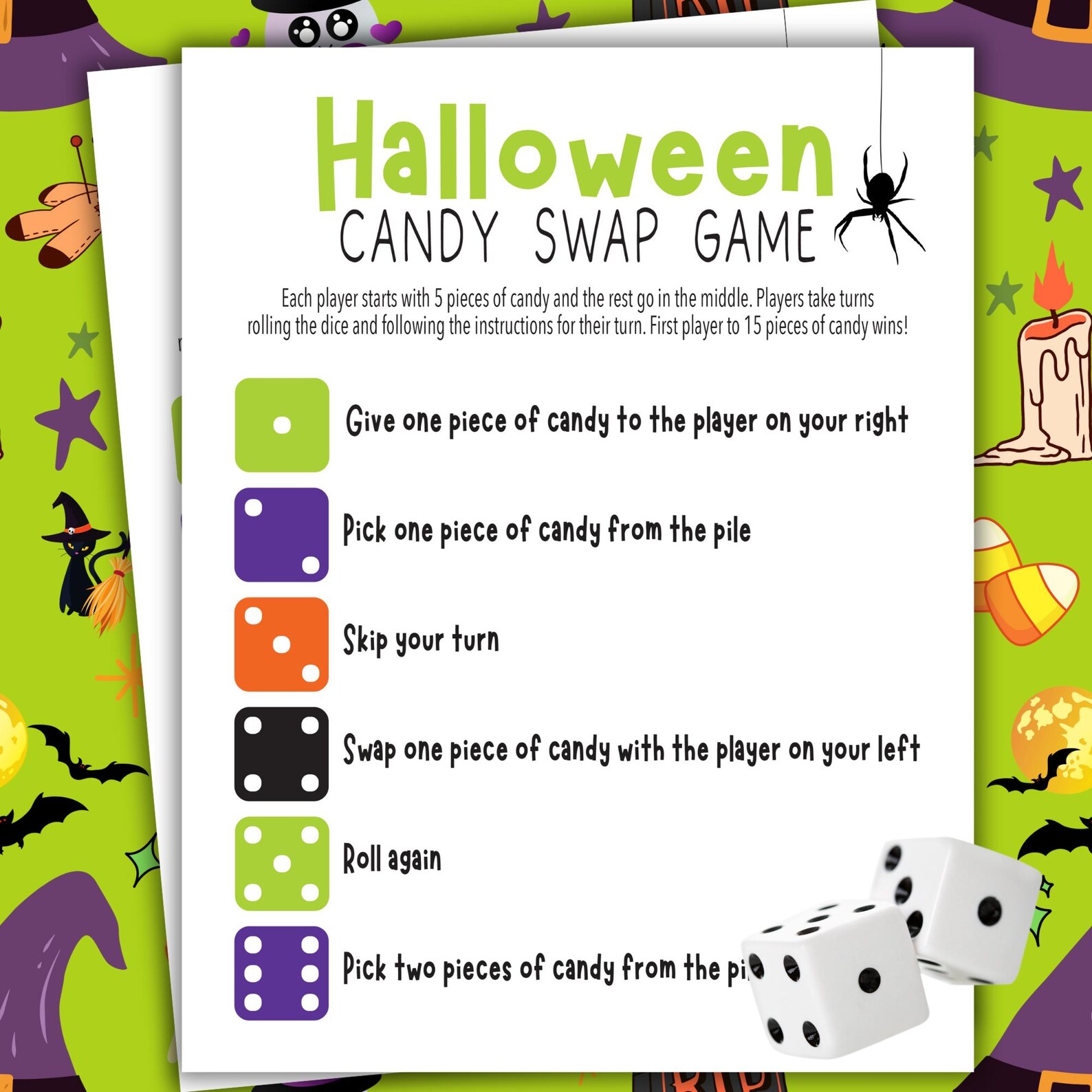 Halloween Candy Swap Dice Game | Halloween PDF Party Game | Halloween ...