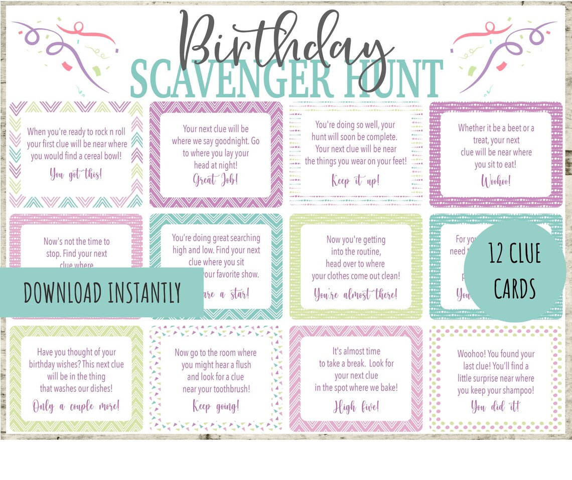 Birthday Scavenger Hunt Birthday Party Games Printable - Etsy
