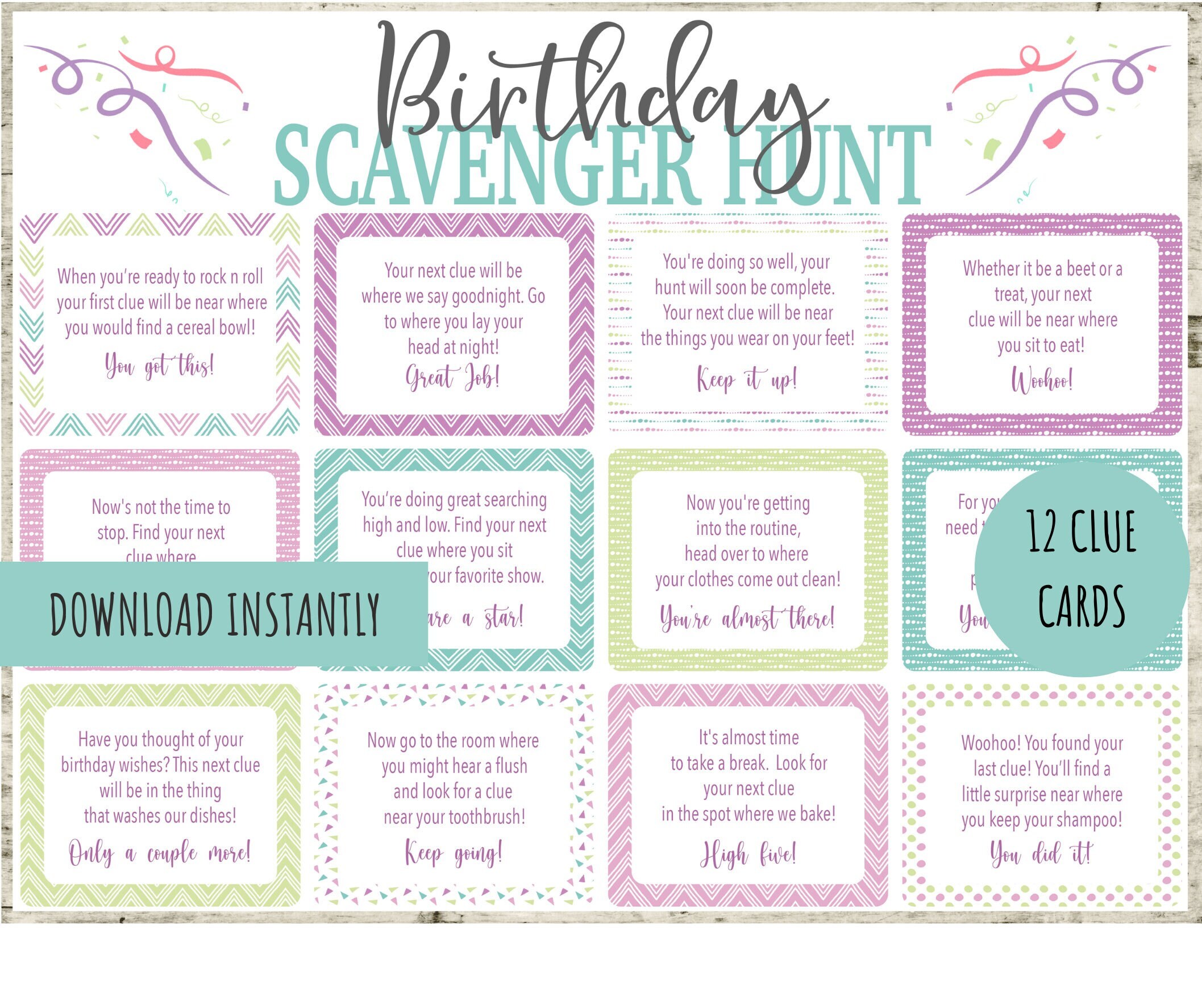 Birthday Scavenger Hunt Birthday Party Games Printable - Etsy