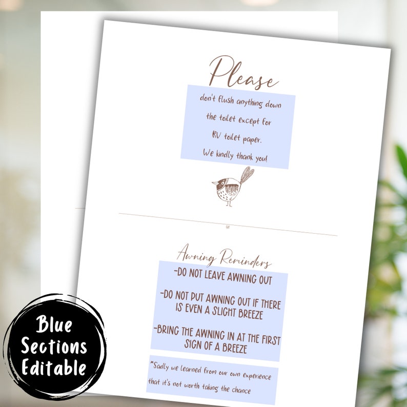 Editable RV Rental Packet | Printable RV Welcome Letter | Trailer ...