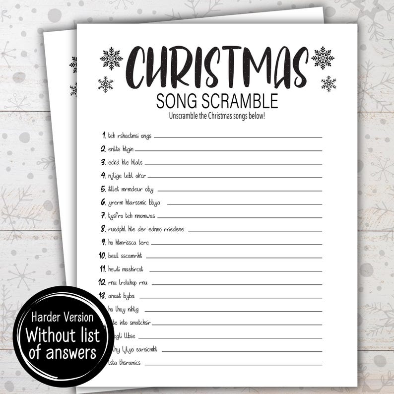 Christmas Song Scramble Game | Christmas Gathering Game Night ...