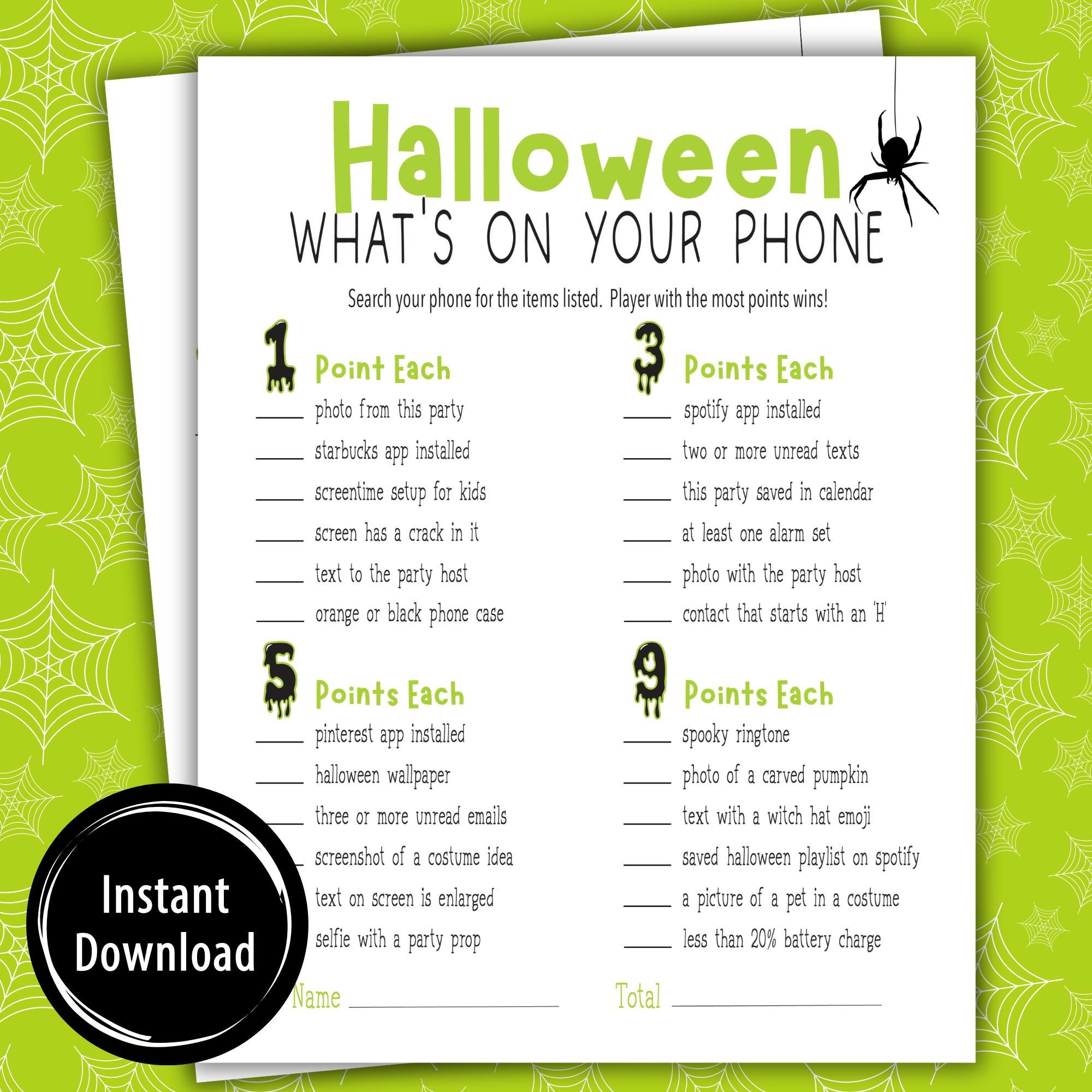 Halloween What's on Your Phone Game | Halloween Office Party Game ...