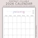 Printable Editable 2026 Calendar | Portrait US Letter 2026 Calendar ...