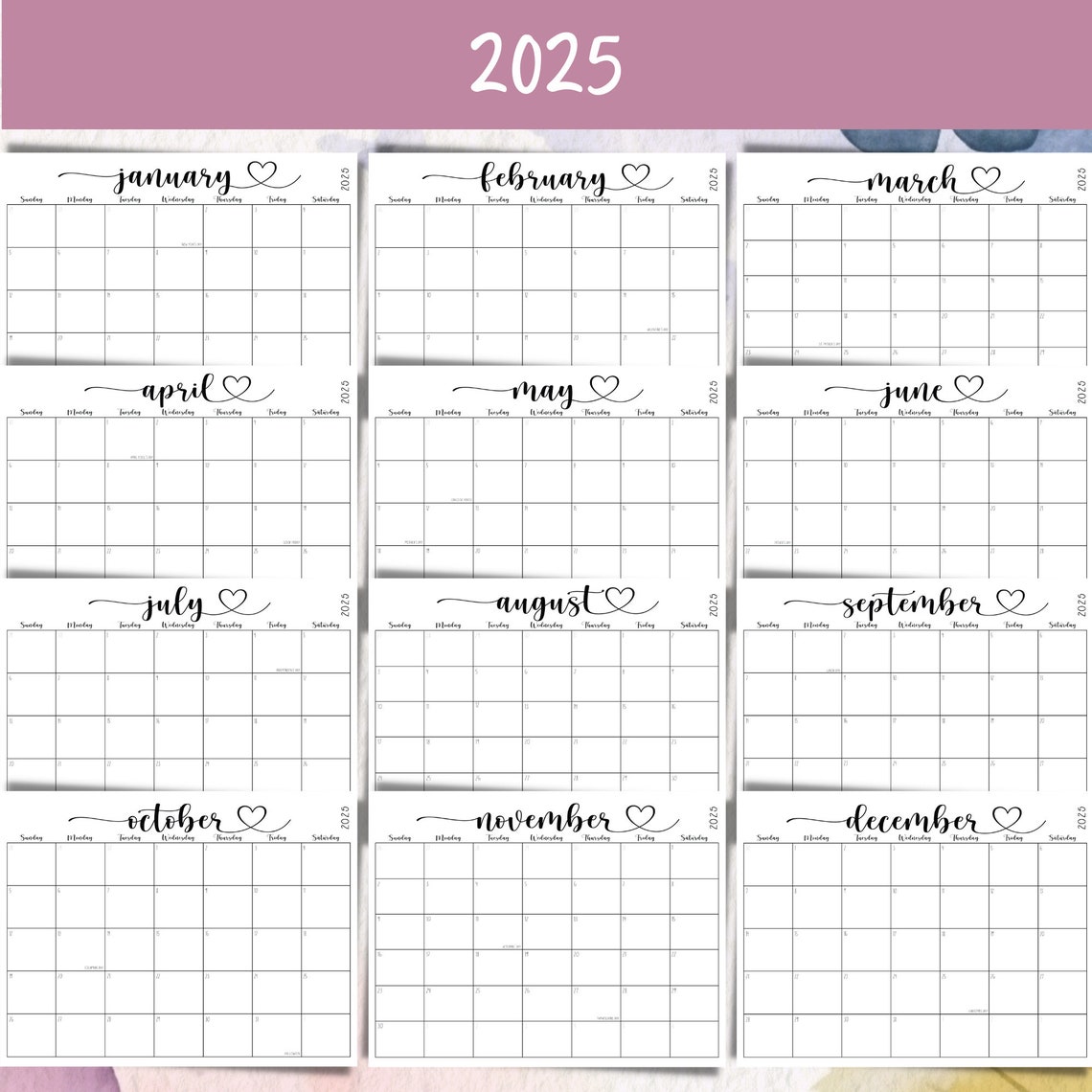 2024-2025 Printable Calendar Template Editable Family Organizer Monthly ...
