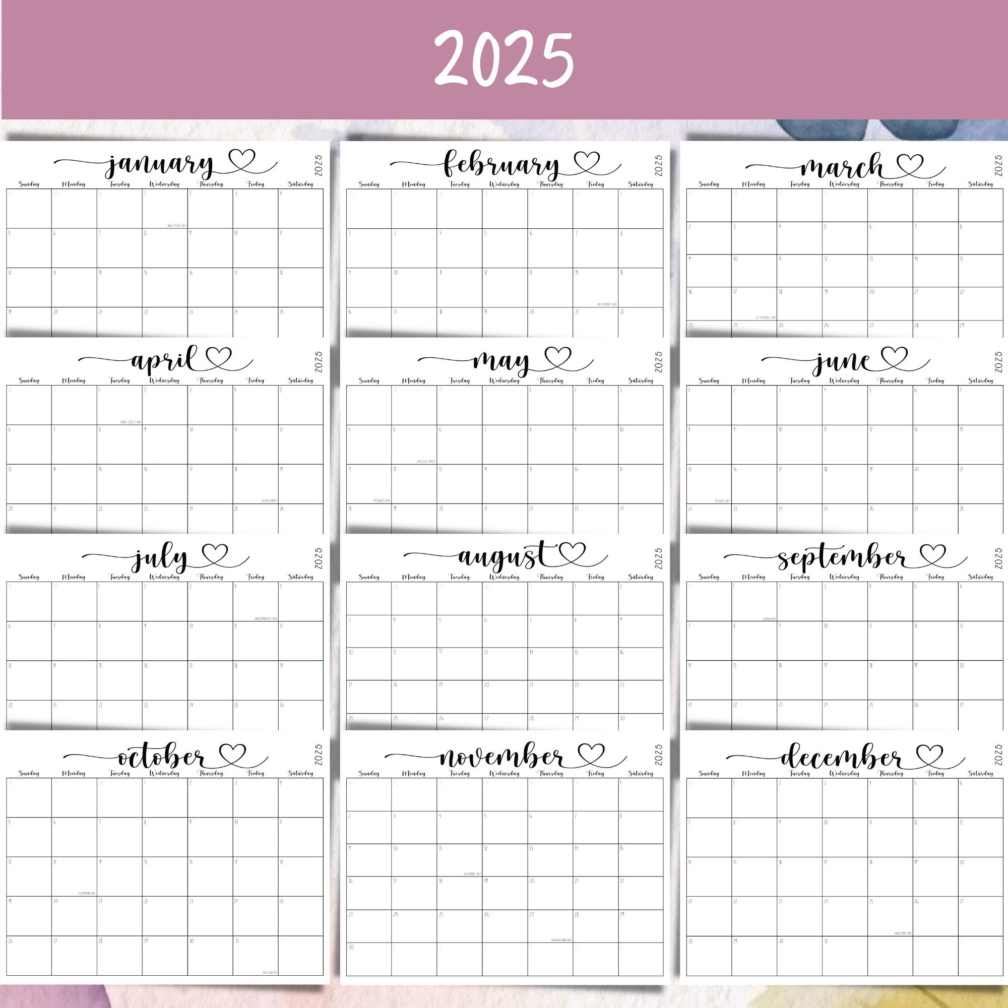 2024-2025 Printable Calendar Template Editable Family Organizer Monthly ...