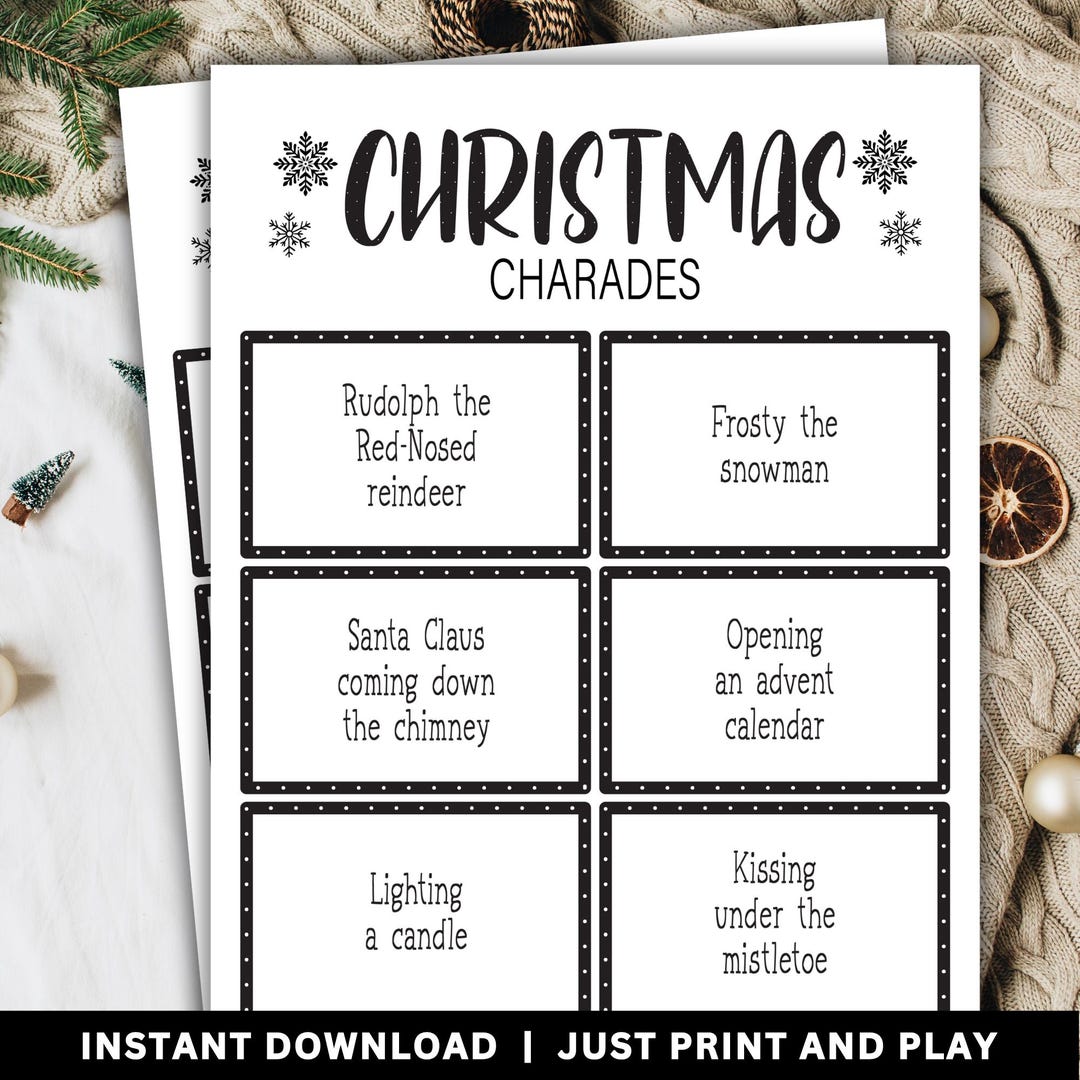 Christmas Charades Game | Christmas Acting Game | Printable Christmas ...