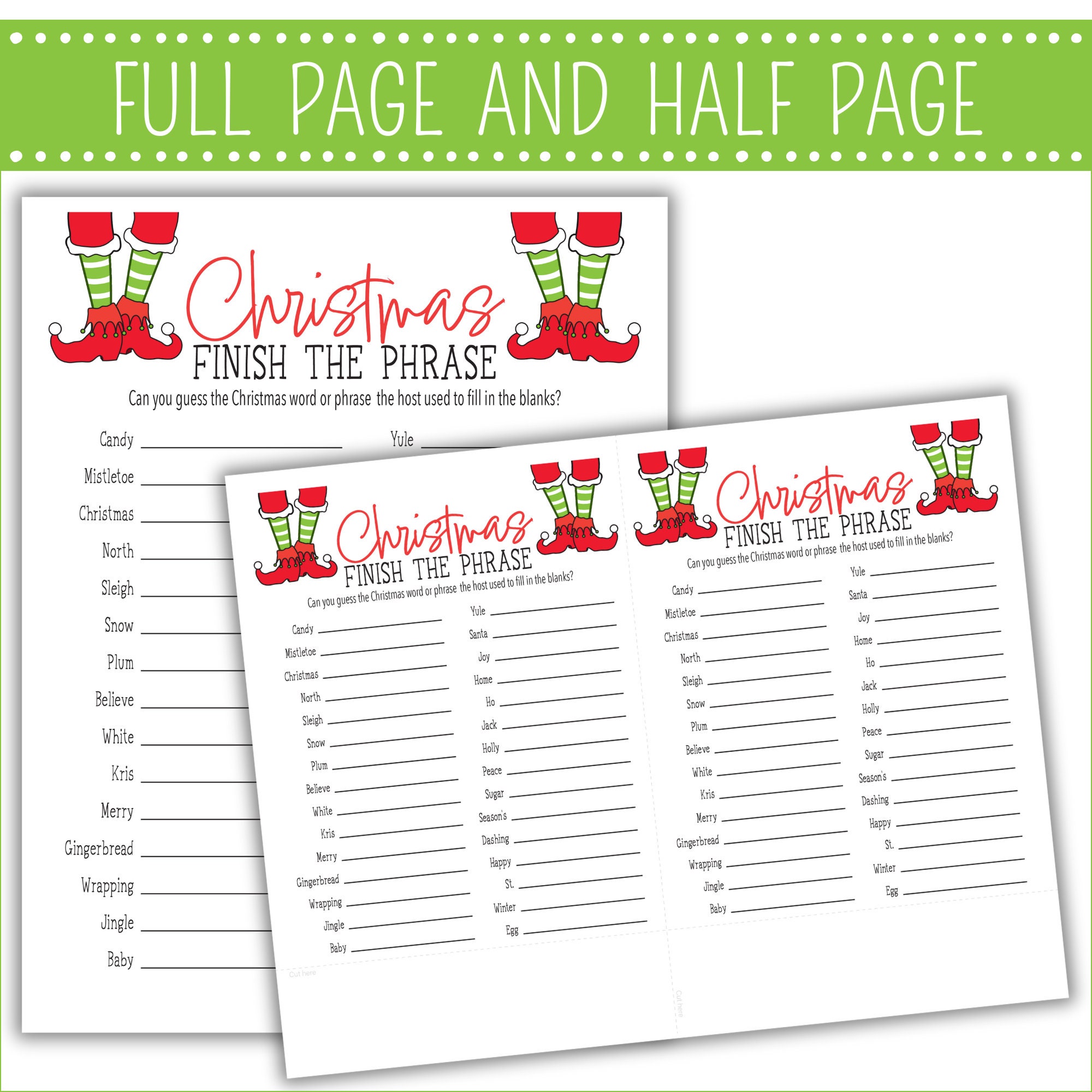Christmas Finish the Phrase | Christmas Printable Game | Holiday Office ...