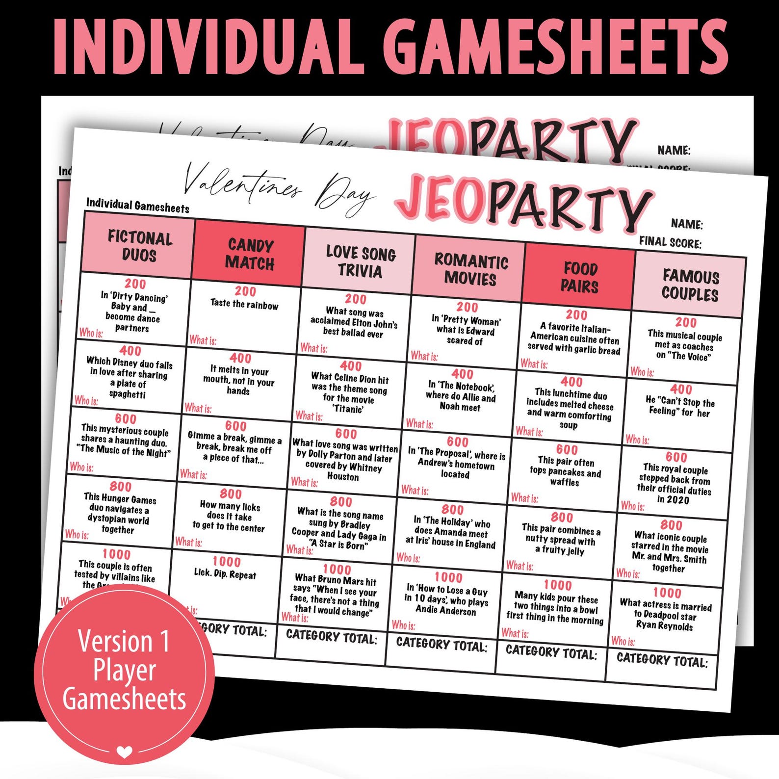 Valentines Jeopardy Game | Galentines Day Game | Valentines Game Night ...