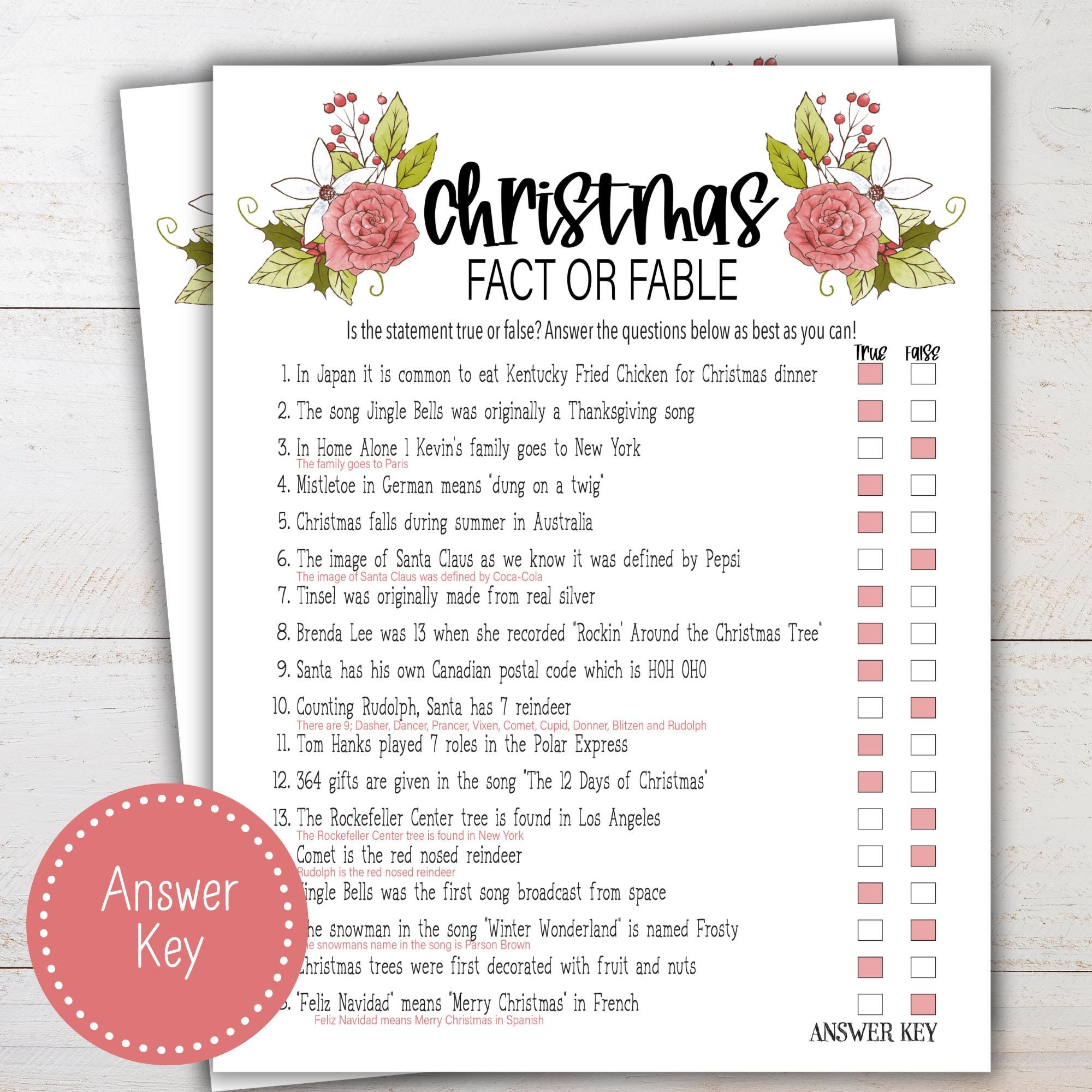 Christmas Fact or Fiction Game | Holiday Office Party Games | Christmas ...