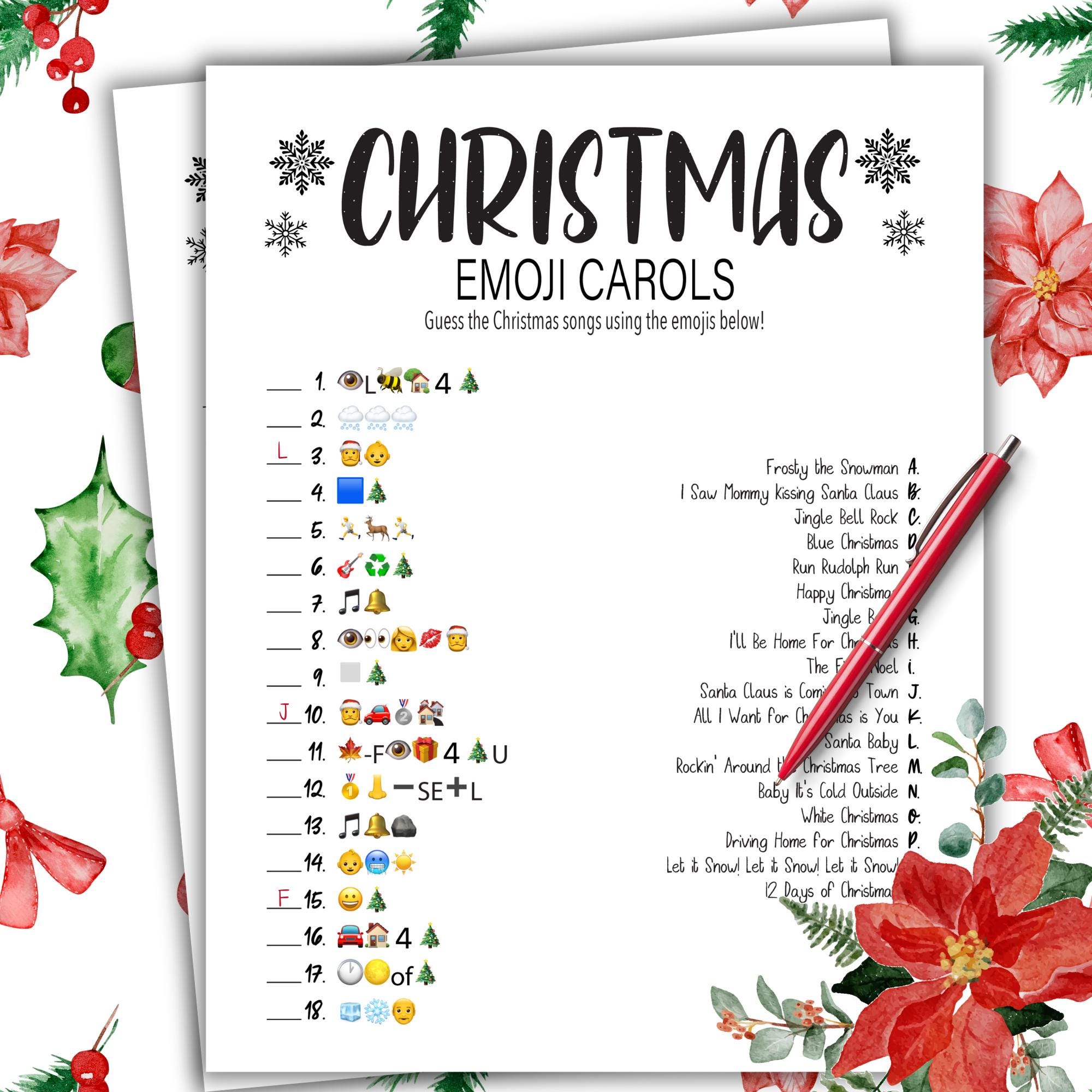 Christmas Songs Emoji Game | Christmas Gathering Game Night | Christmas ...