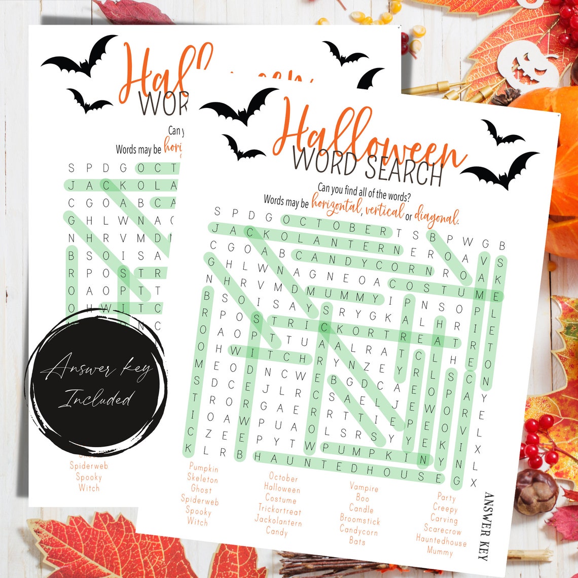 Halloween Printable Word Search Printable Halloween Party - Etsy