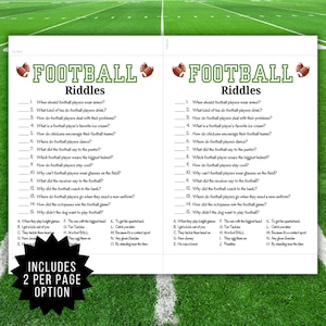Printable Football Riddles | Football Party Fun Riddles Game | Football ...