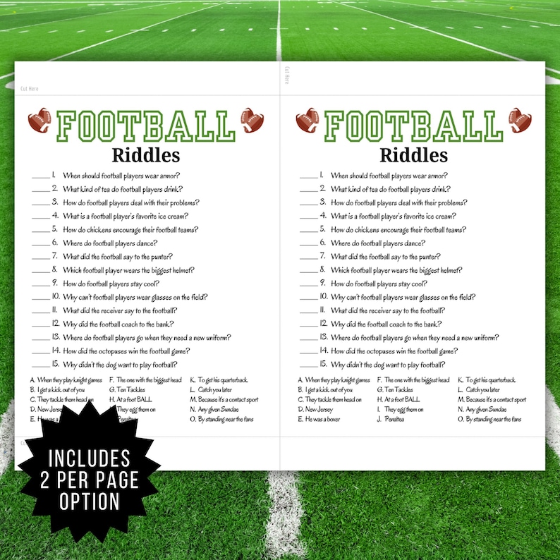 Printable Football Riddles | Football Party Fun Riddles Game | Football ...