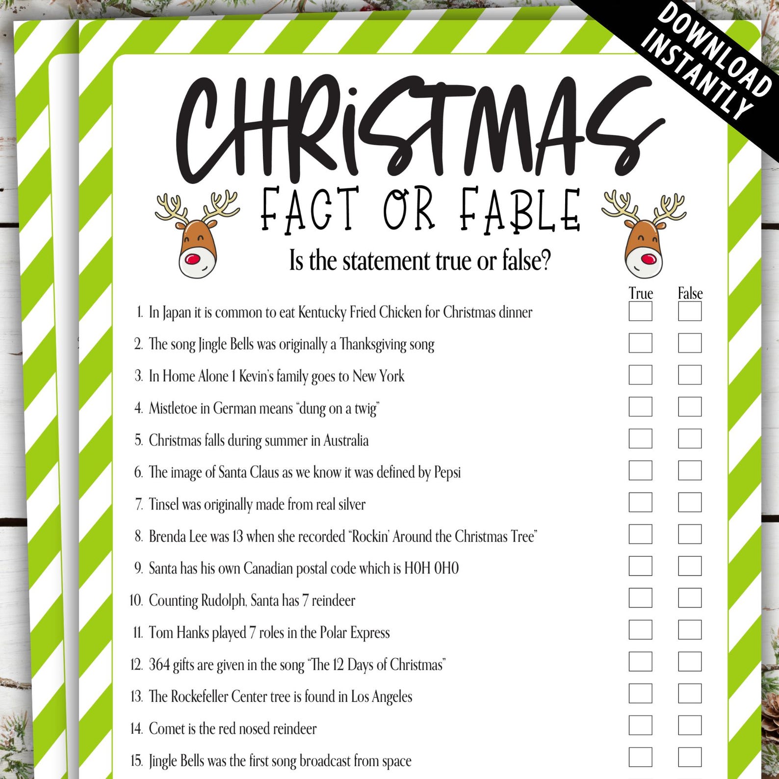 Christmas Fact or Fiction Game | Fact or Fable Christmas Party Game ...