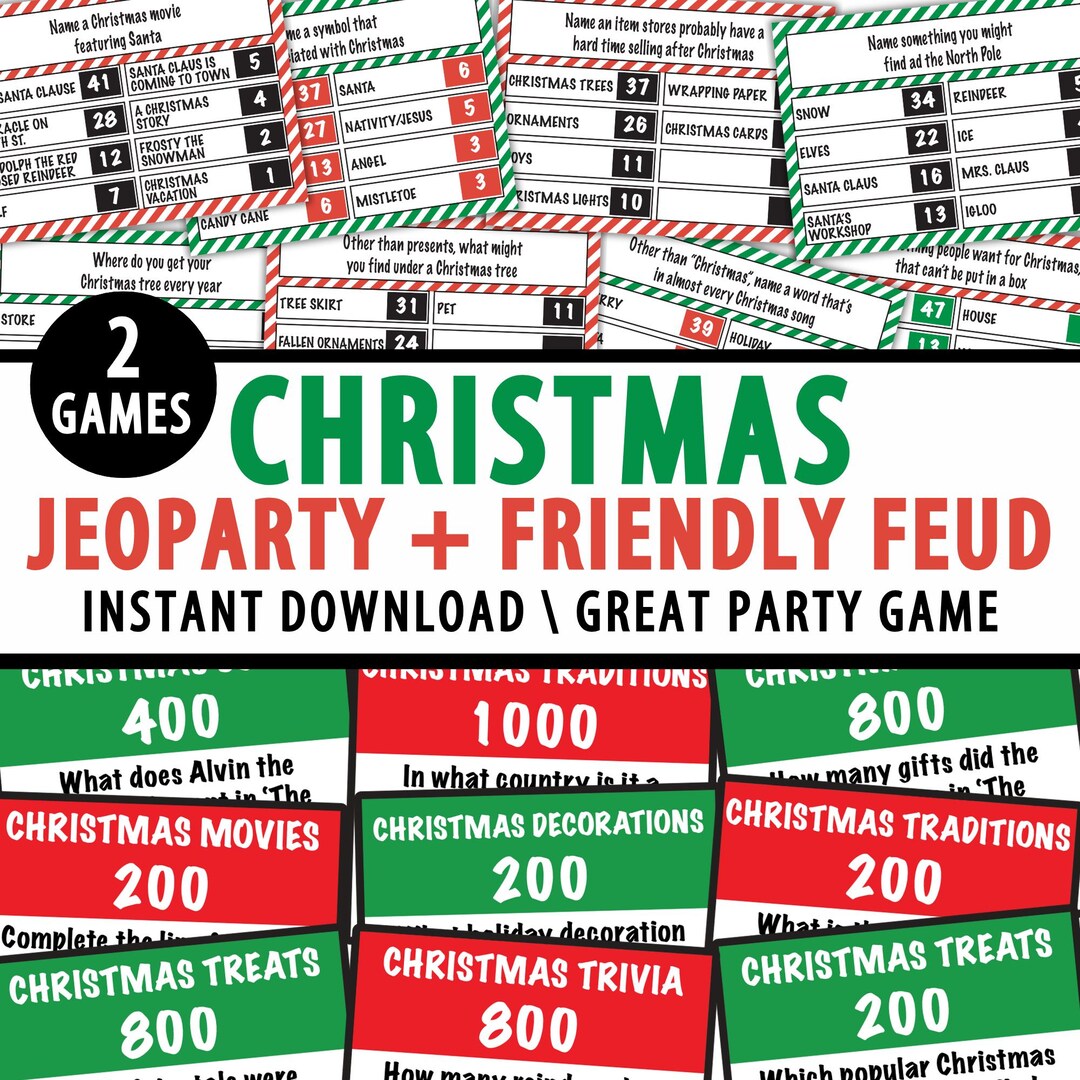 Christmas Friendly Feud Game | Christmas Jeoparty Game | Family ...