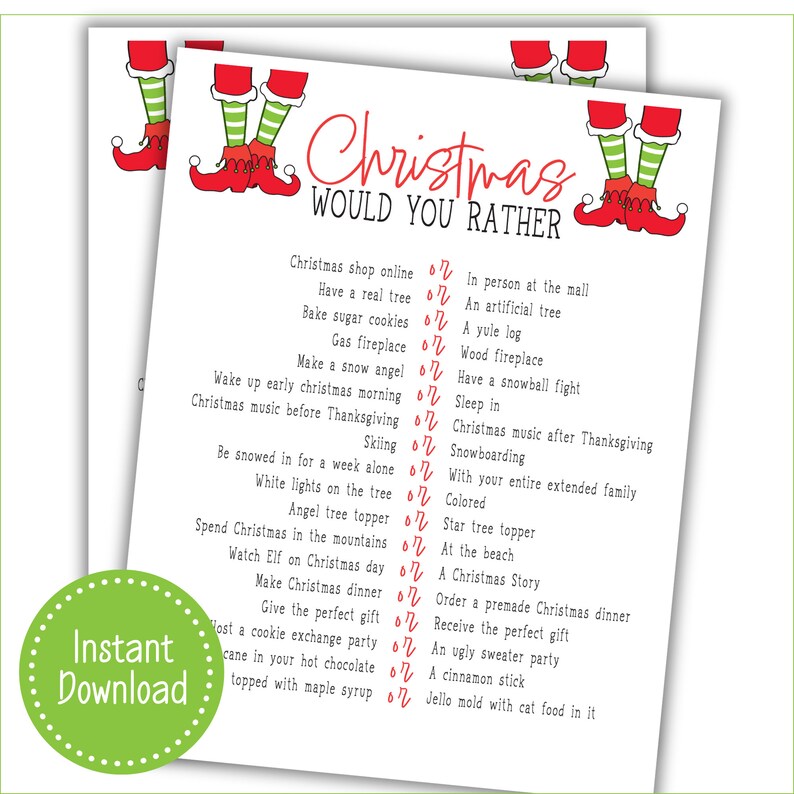 Christmas Would You Rather Game | Holiday Office Party Games ...