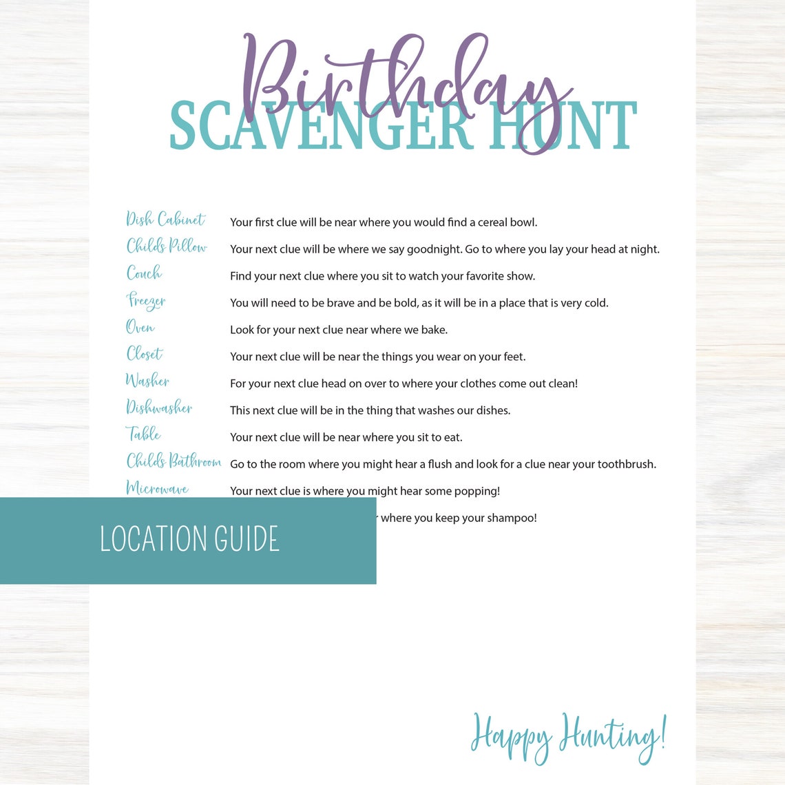 Birthday Scavenger Hunt, Birthday Party Games, Printable Birthday ...