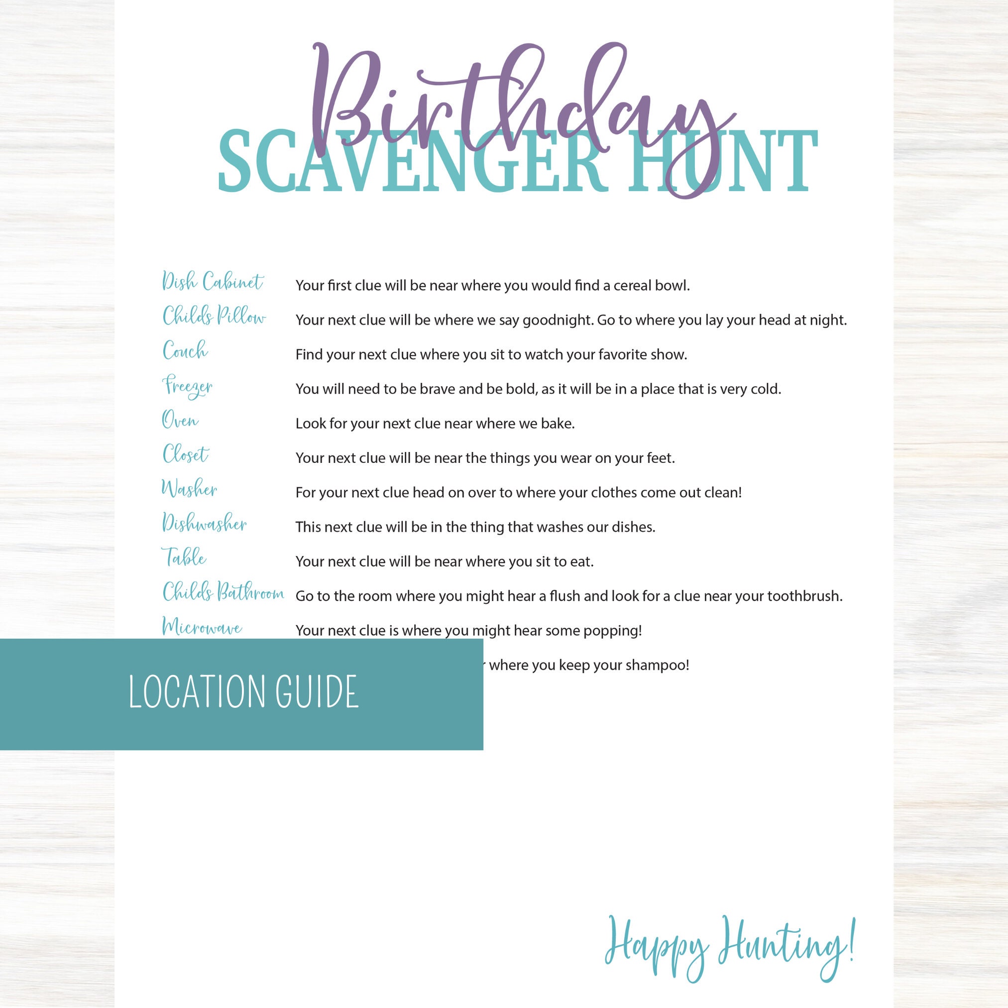 Birthday Scavenger Hunt, Birthday Party Games, Printable Birthday ...
