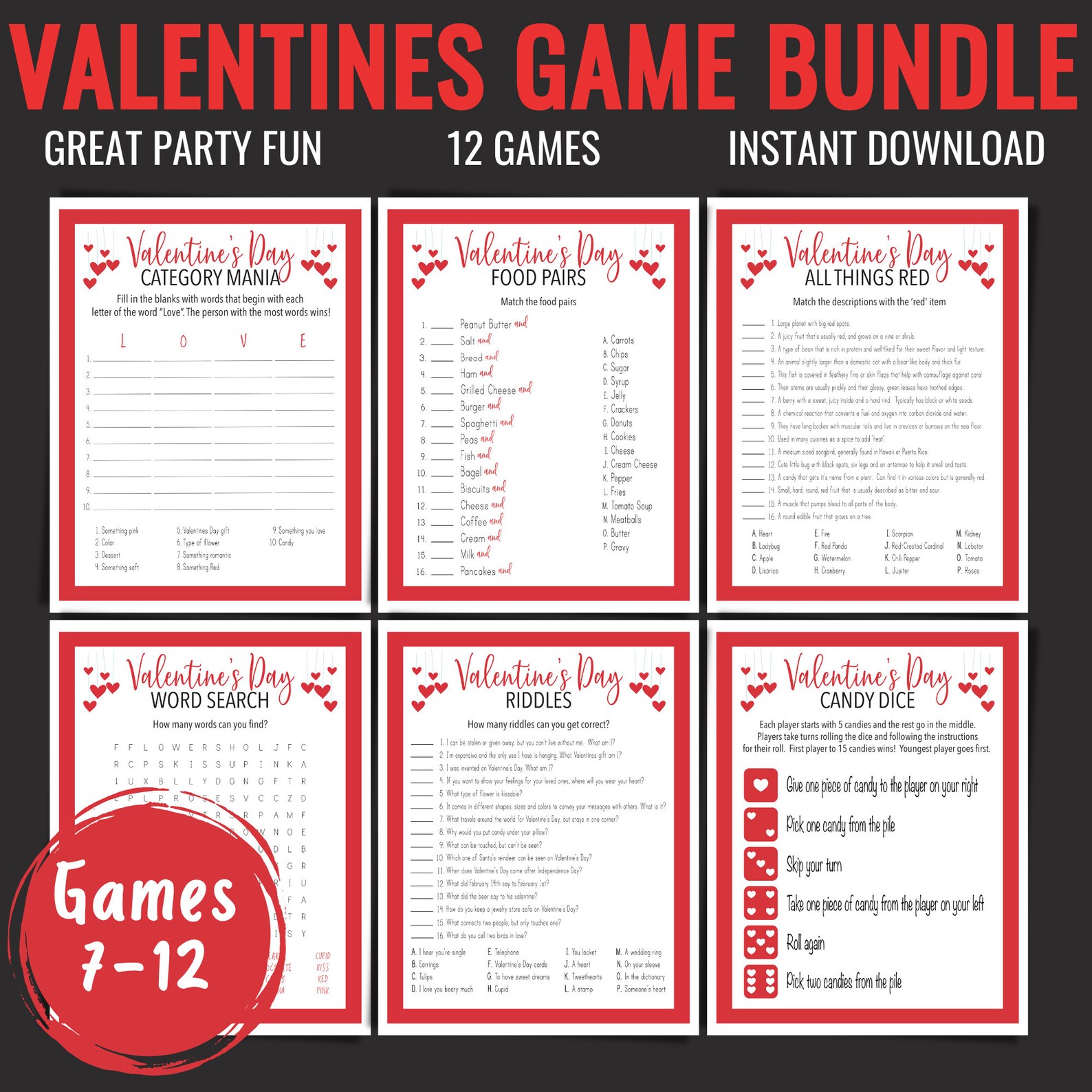 Valentines Day Game Bundle | Galentines Party Games | Classroom Games ...