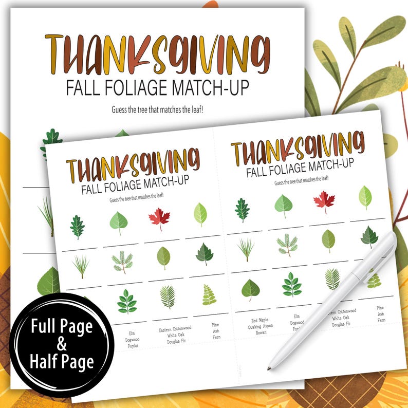 Thanksgiving Leaf Match Game | Match the Leaf With the Tree ...