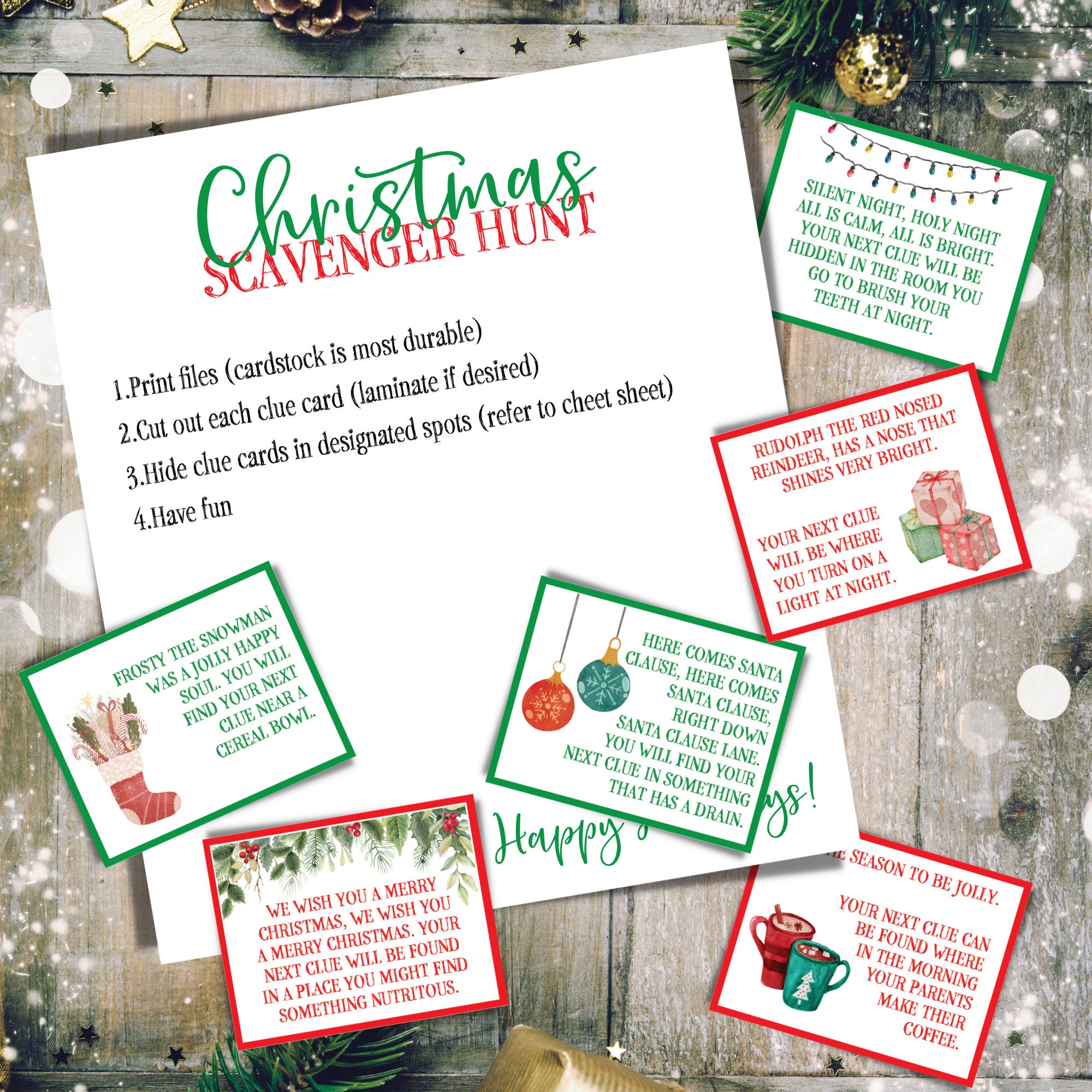 Christmas Scavenger Hunt Christmas Printable Games Christmas Treasure ...