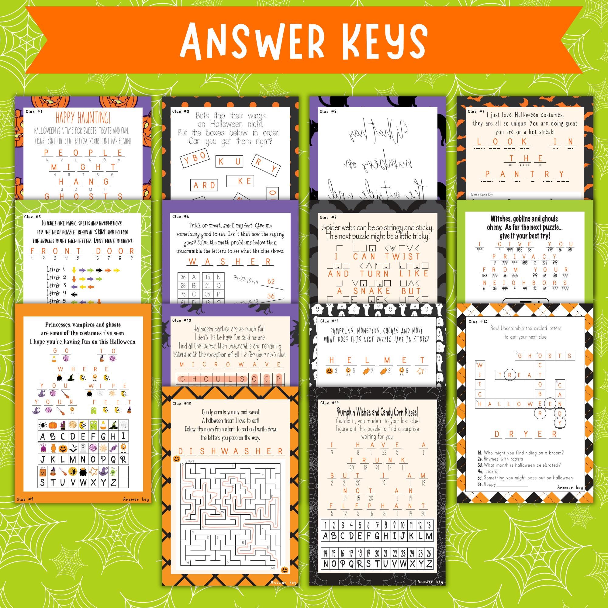 Halloween Puzzle Treasure Hunt Clues | Teen Halloween Indoor and ...