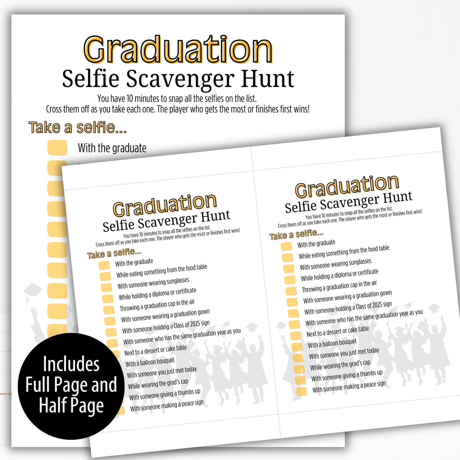 Editable Graduation Selfie Scavenger Hunt Game Printable Grad Party ...