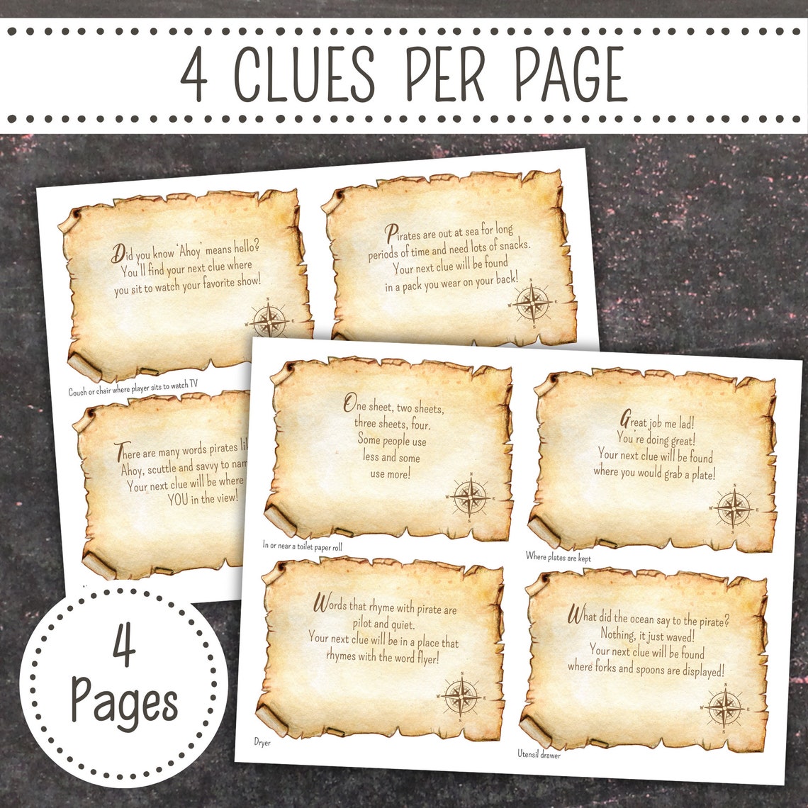 Ahoy Printable Pirate Adventure Themed Indoor Scavenger Hunt Game ...