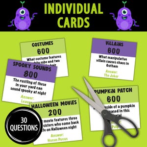 Halloween Jeoparty Game | Halloween Family Game | Printable Halloween ...